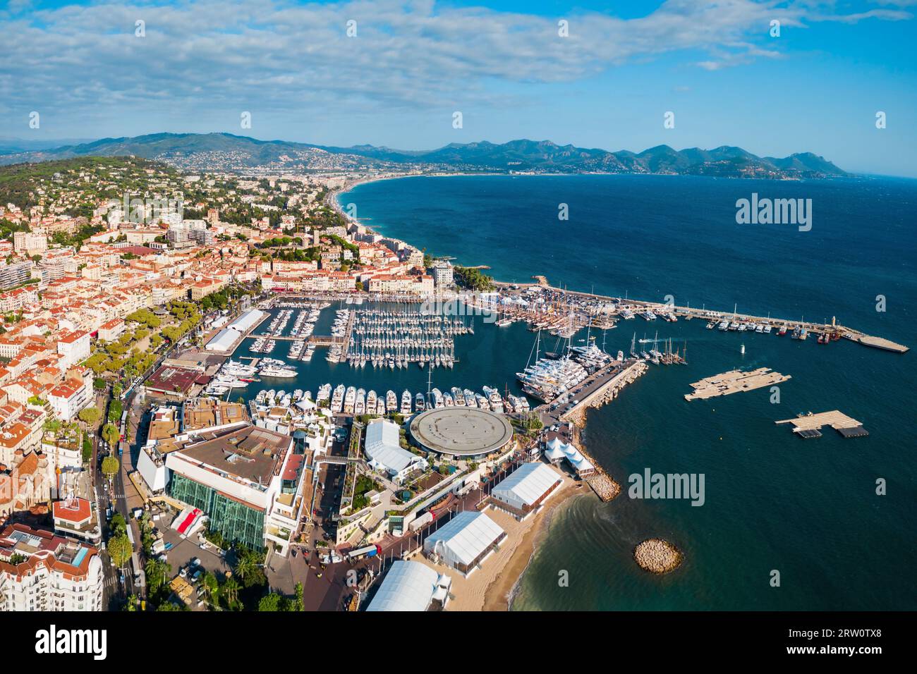 Cannes aerial panoramic view. Cannes is a city located on the French ...