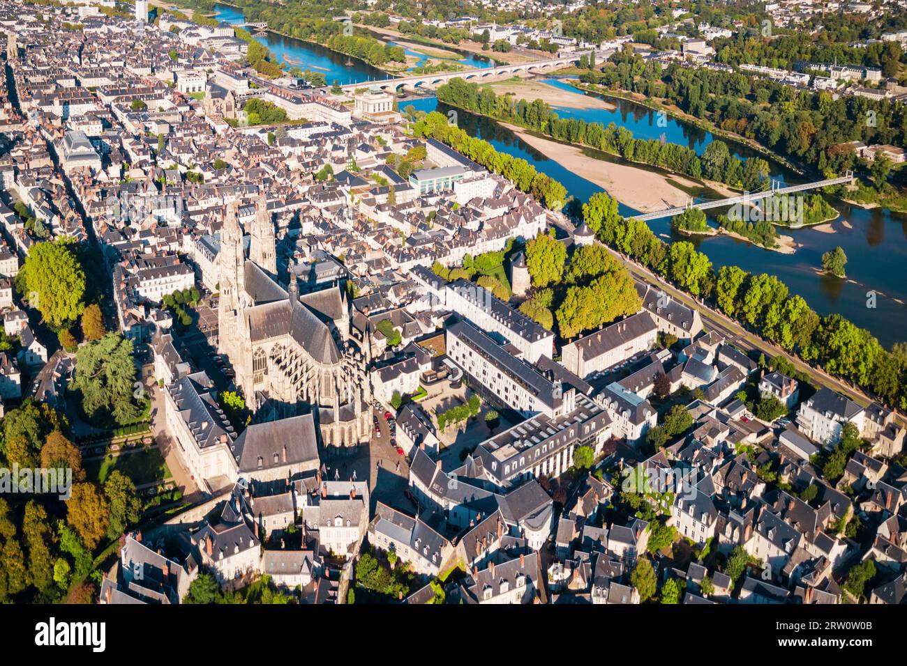 Tours aerial panoramic view. Tours is a city in the Loire valley of ...