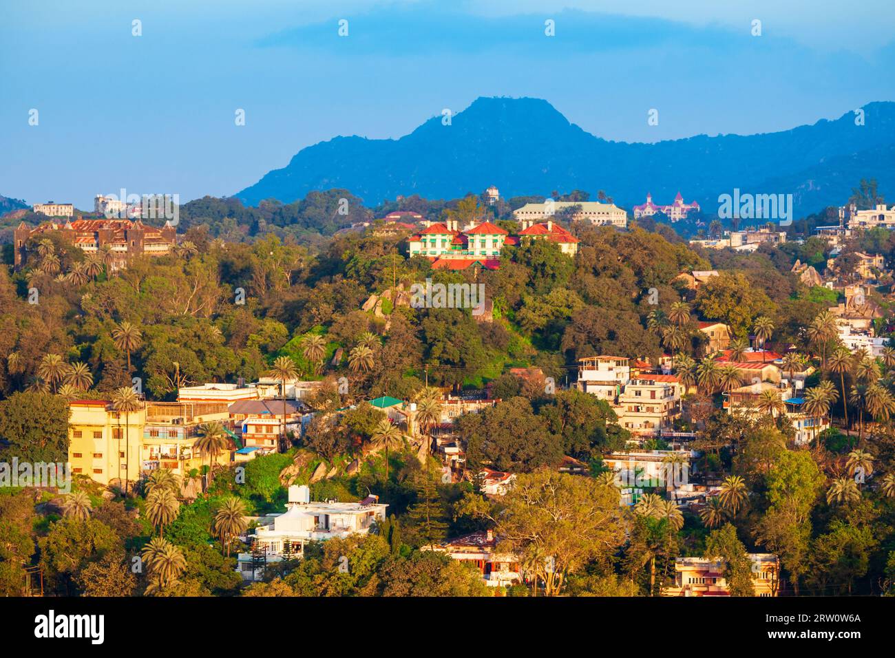 Mount Abu and Nakki lake aerial panoramic view. Mount Abu is a hill ...
