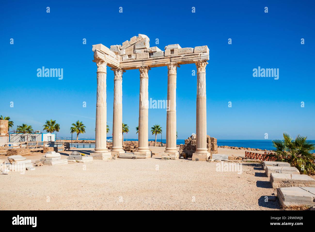 Temple of Apollo at the ancient city of Side in Antalya region on the ...