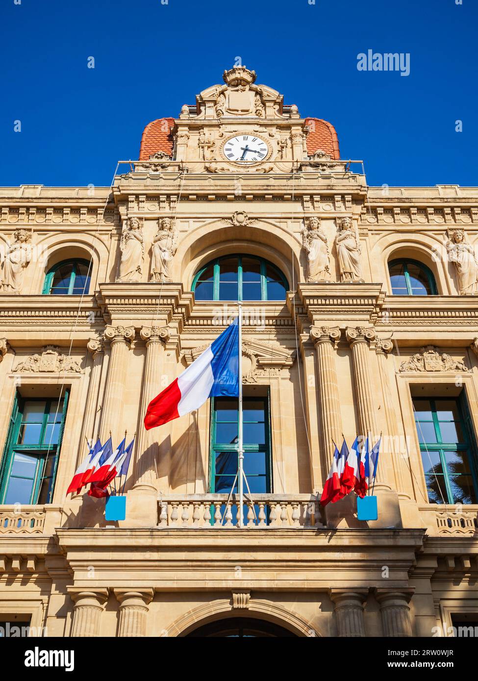 Town Hall or Mairie building at the croisette promenade in Cannes city ...