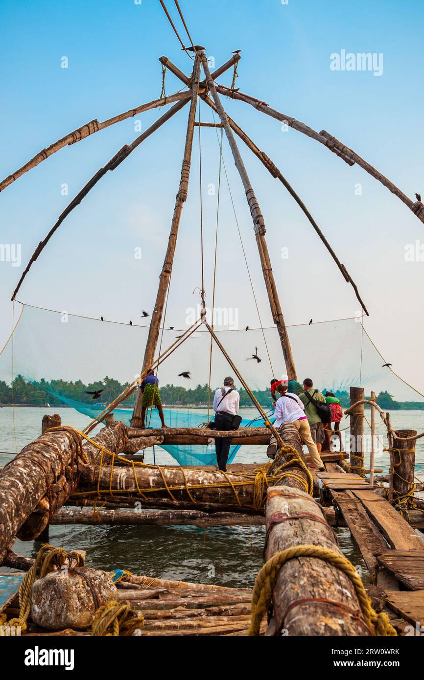 Chinese fishing nets or cheena vala are a type of stationary lift net ...