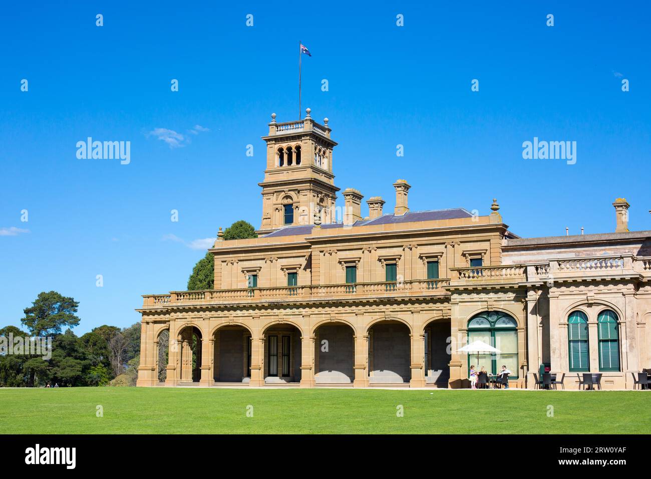 The grounds of Werribee Mansion on a clear spring day in Werribee ...