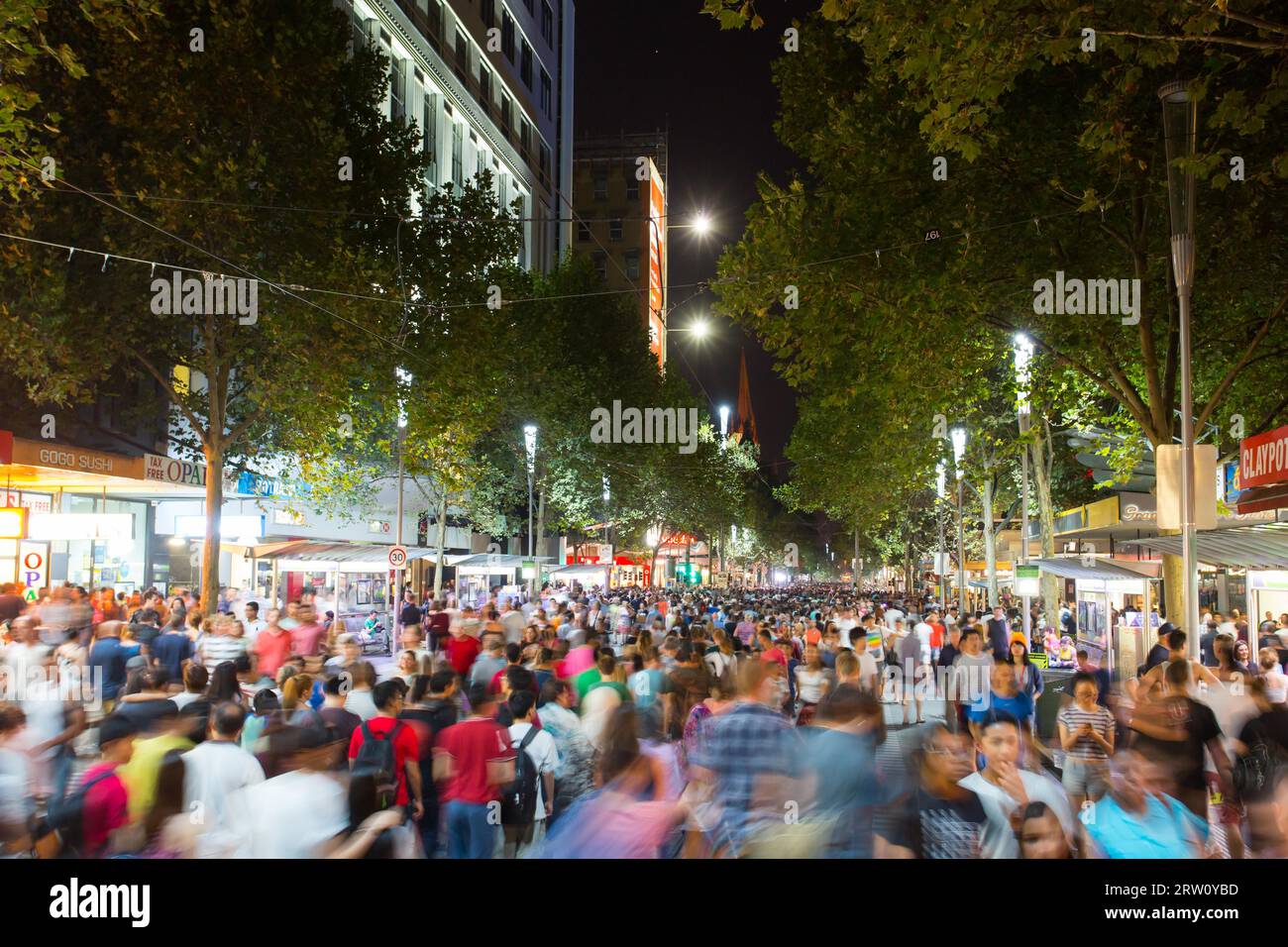 Melbourne, Australia, February 21, Swanston St with large crowd at ...