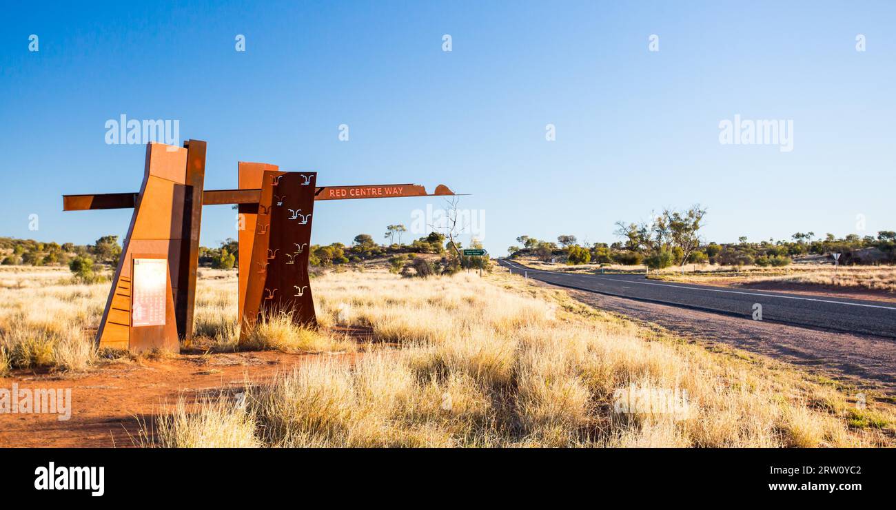 A tourist landmark on Larapinta Drive for the red centre in Northern ...