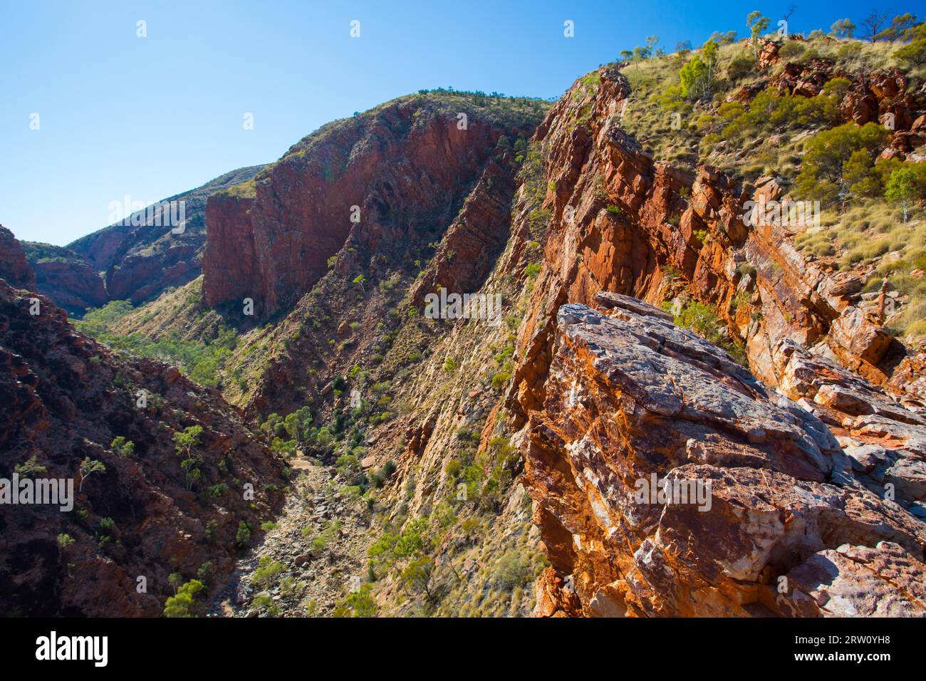 The view from the Serpentine Gorge Lookout on a clear winter's day near ...