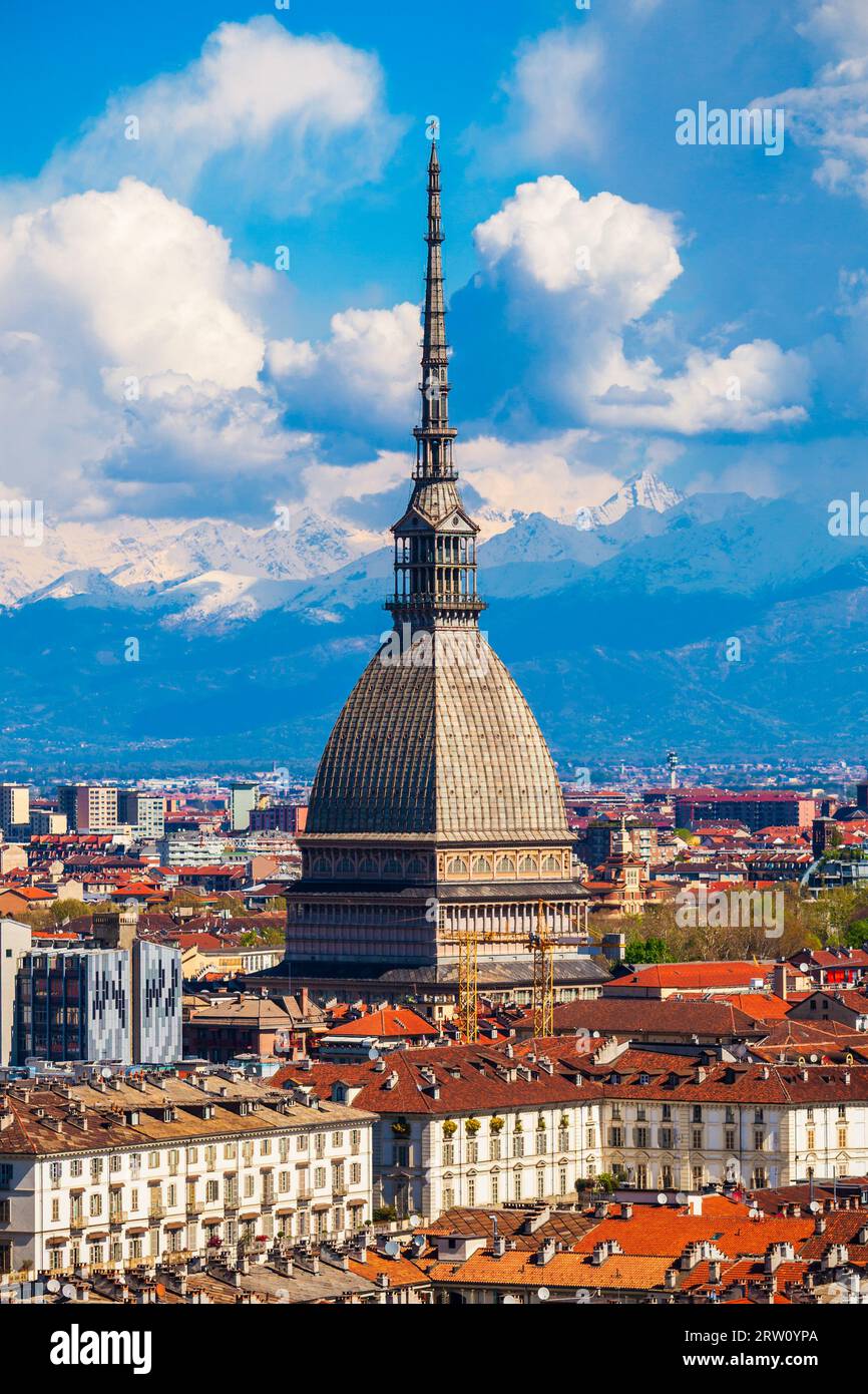 The Mole Antonelliana aerial panoramic view, a major landmark building ...
