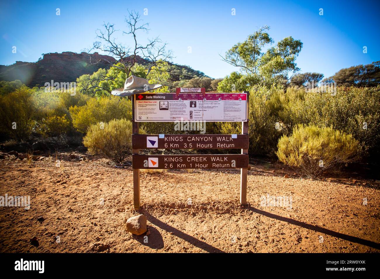 Warning signs for tourists at Kings Canyon in the Northern Territory ...