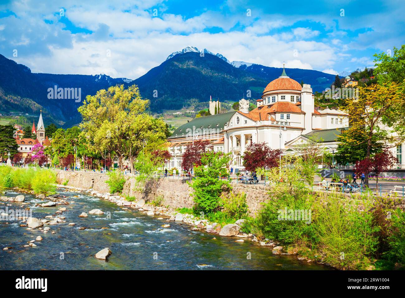 Kurhaus of Meran is a famous building and a symbol of Merano town in ...