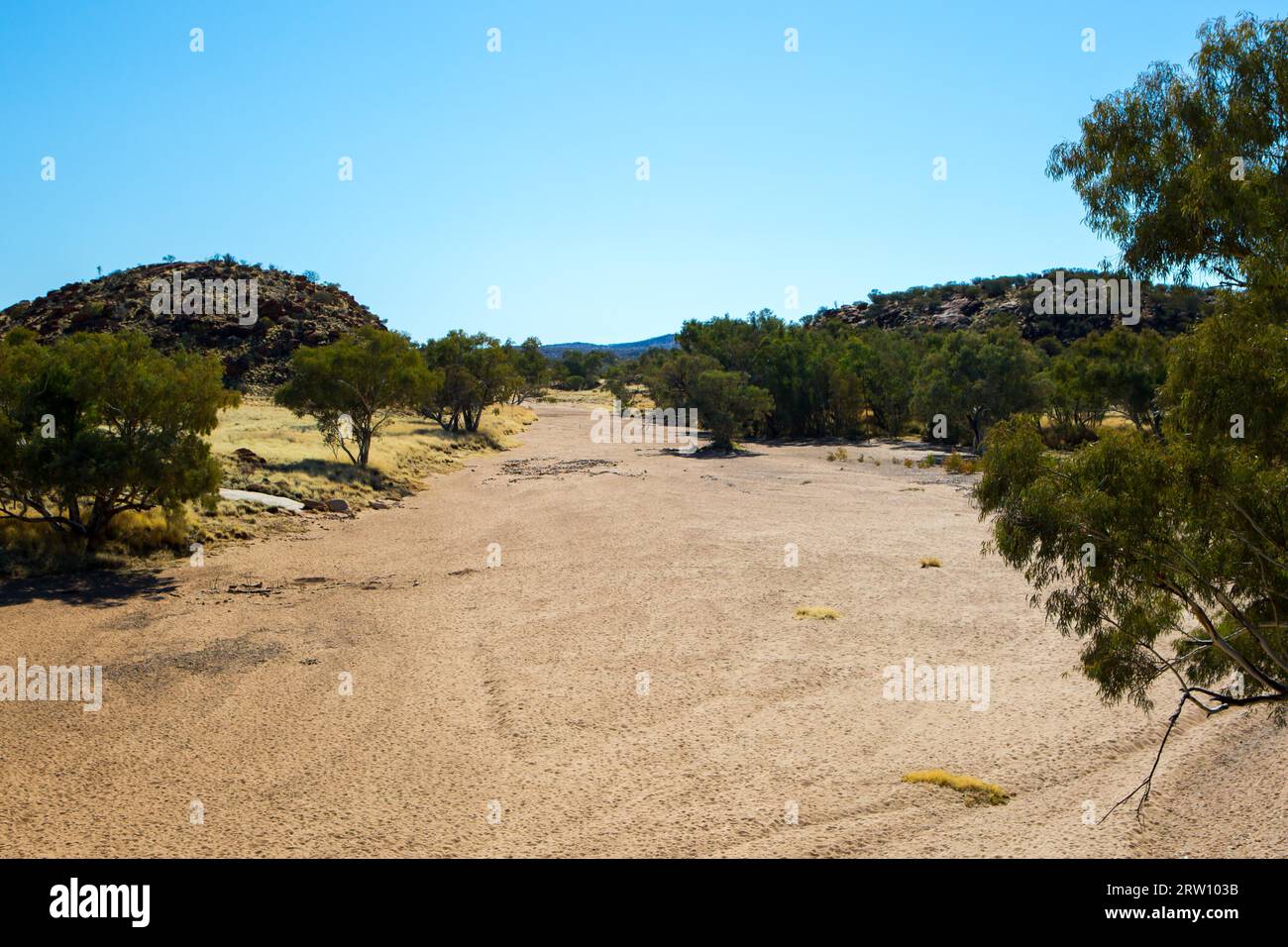 Dry river bed of Todd River near the old Telegraph Station in Alice ...