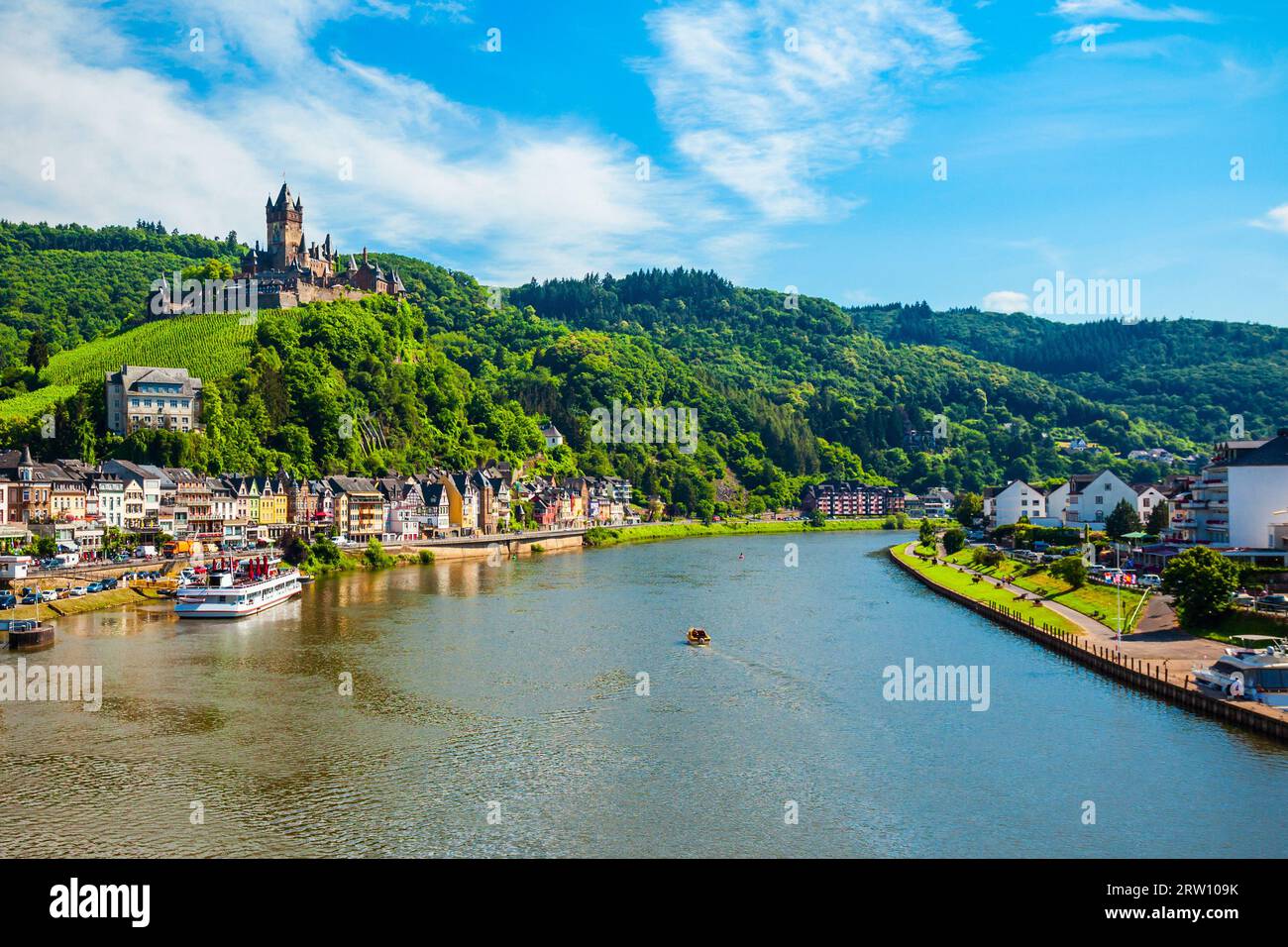 Cochem town aerial panoramic view in Moselle valley, Germany Stock ...