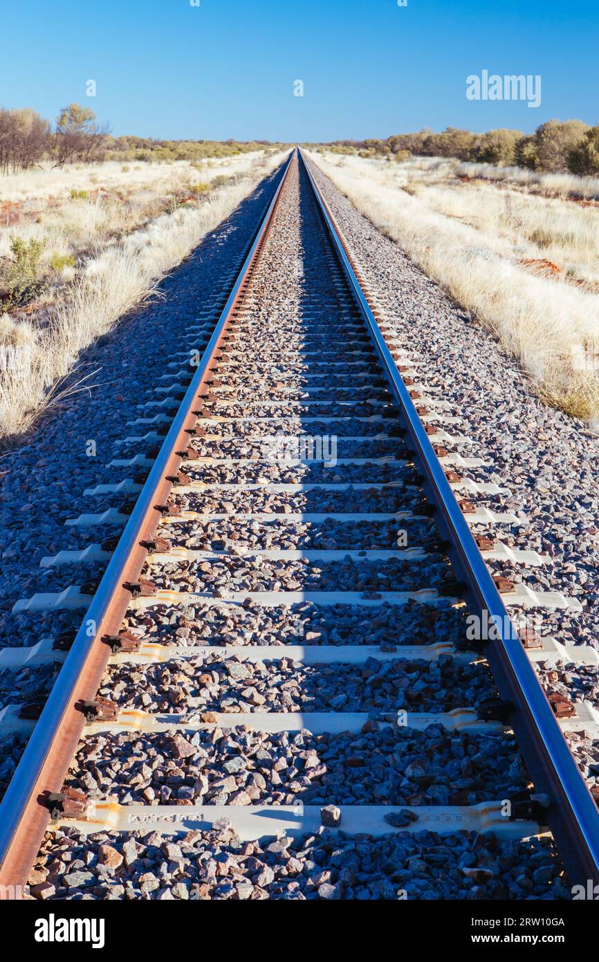 The famous Ghan railway track near Alice Springs extends all the way to ...
