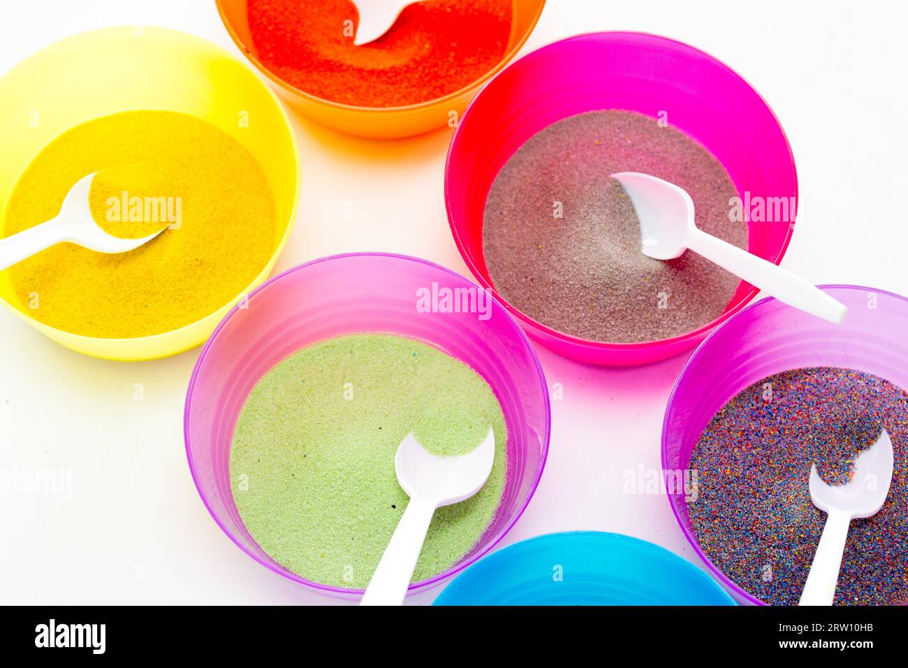 Sand for gluing to paper at an arts and craft stall in Australia Stock ...