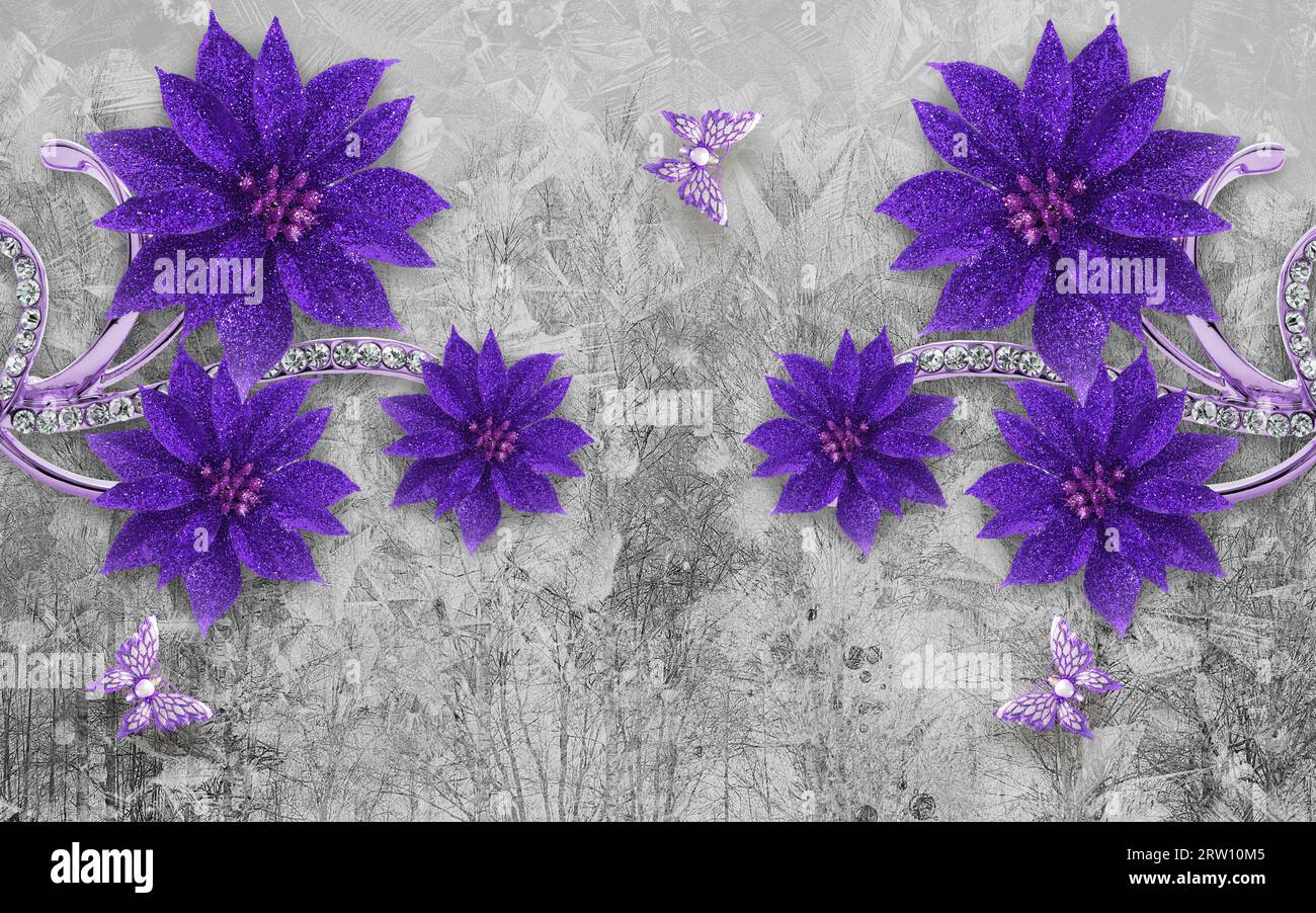 3D flower wallpaper with butterfly and 3D background. Perfect for ...
