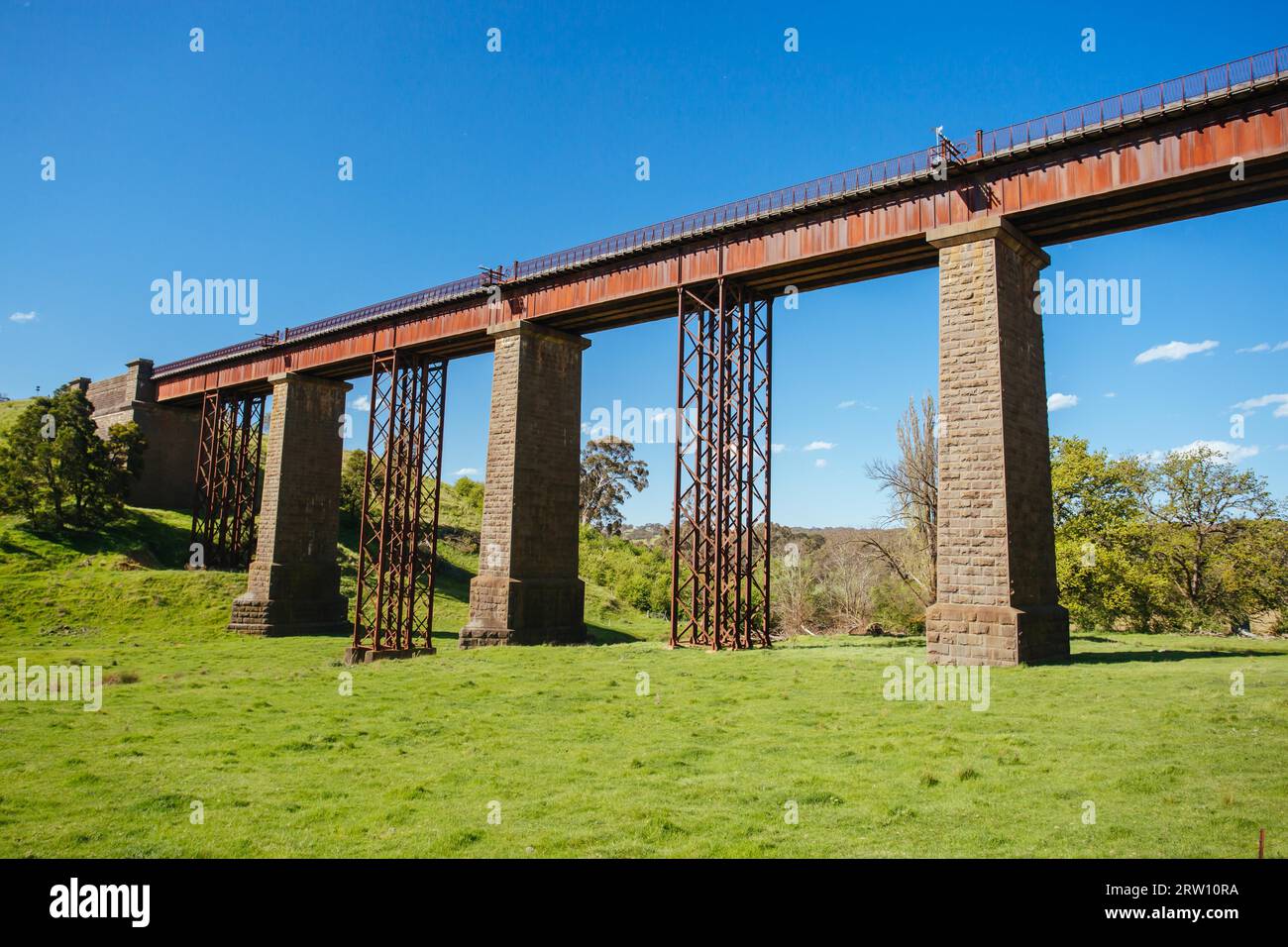 A 19th century viaduct in Taradale, Victoria, Australia on a clear ...