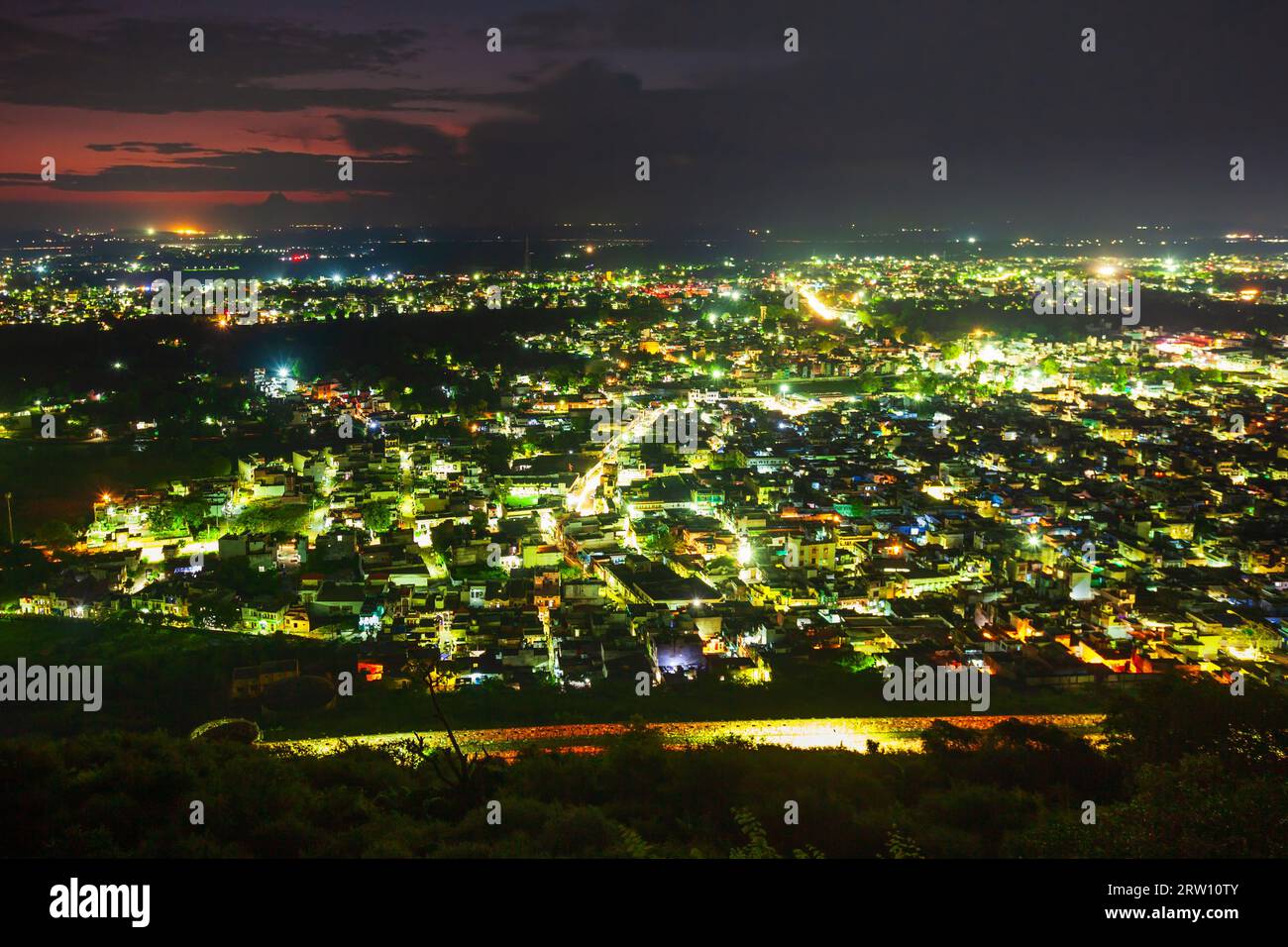 Chittorgarh city aerial panoramic view from Chittor Fort, Rajasthan ...