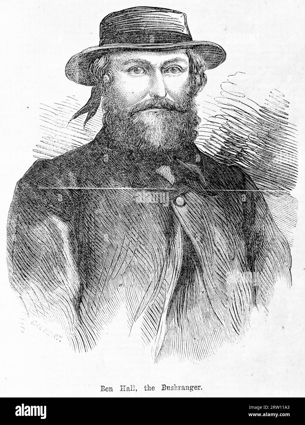 Portrait of bushranger Ben Hall, by Samuel Calvert, 1828-1913 artist ...