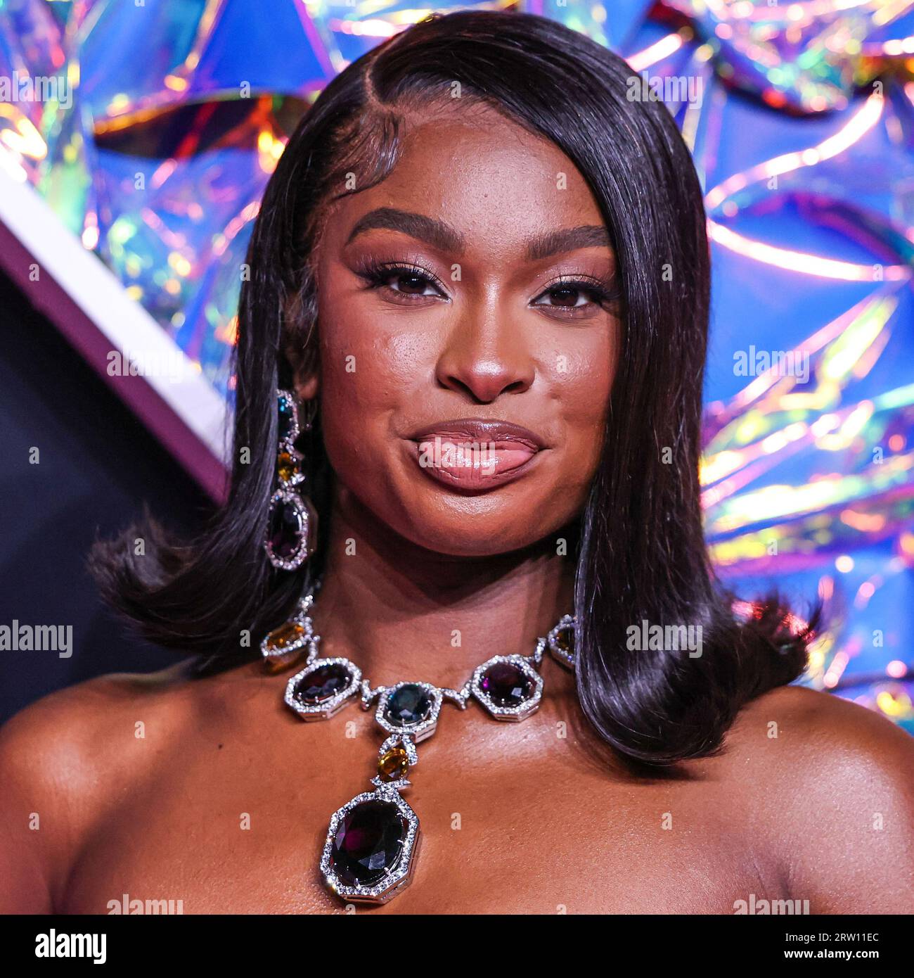 NEWARK, NEW JERSEY, USA - SEPTEMBER 12: Coco Jones arrives at the 2023 ...