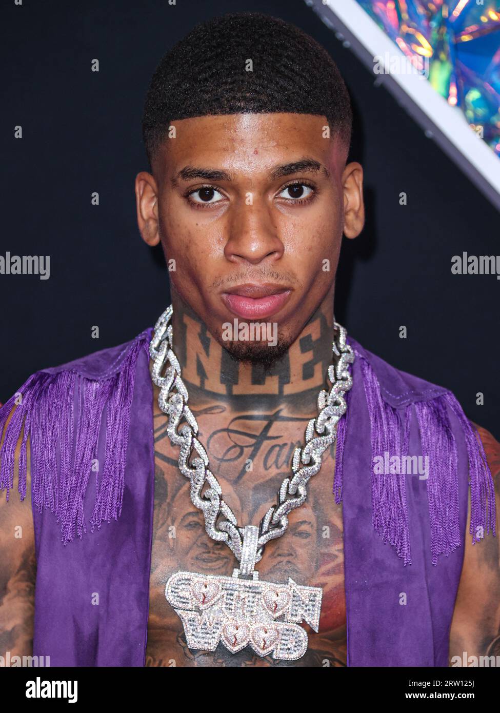 NEWARK, NEW JERSEY, USA - SEPTEMBER 12: NLE Choppa arrives at the 2023 ...