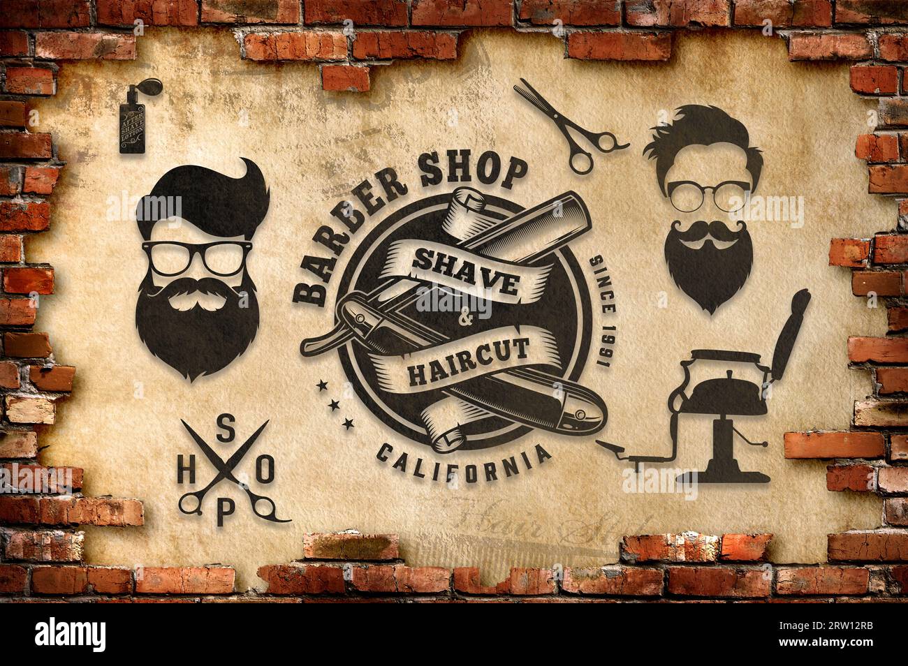 3d wallpaper barber shop hi-res stock photography and images - Alamy