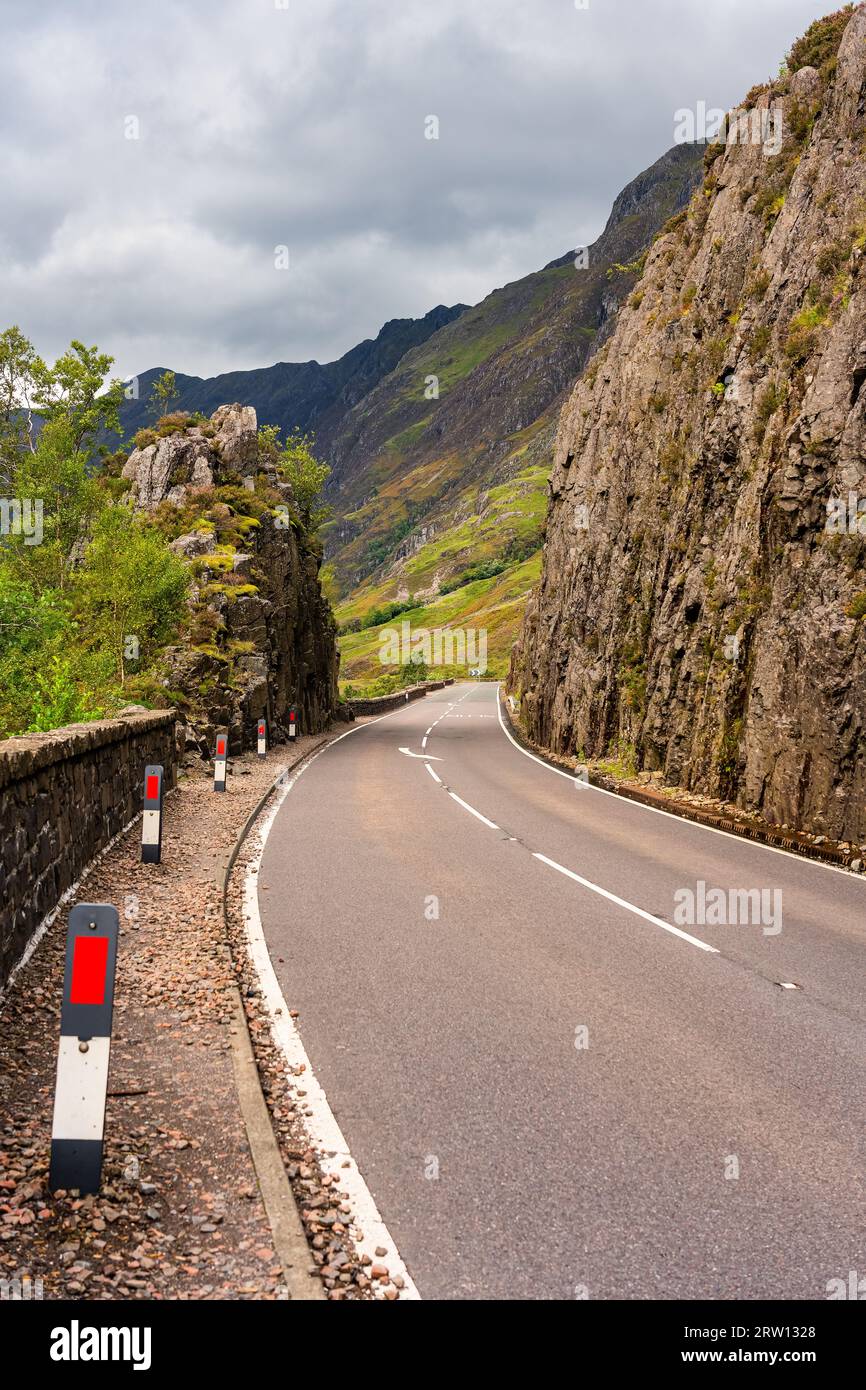 Mountain road that runs through the Glencoe Valley with breathtaking ...