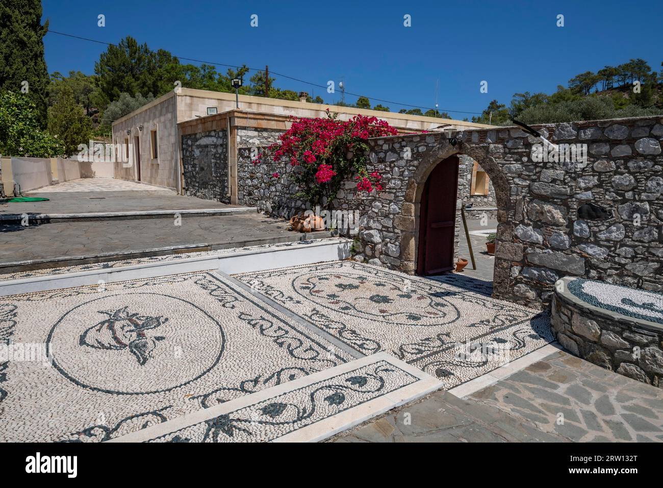 Pebble mosaic in front of Moni Thari Monastery near Laerma from the ...