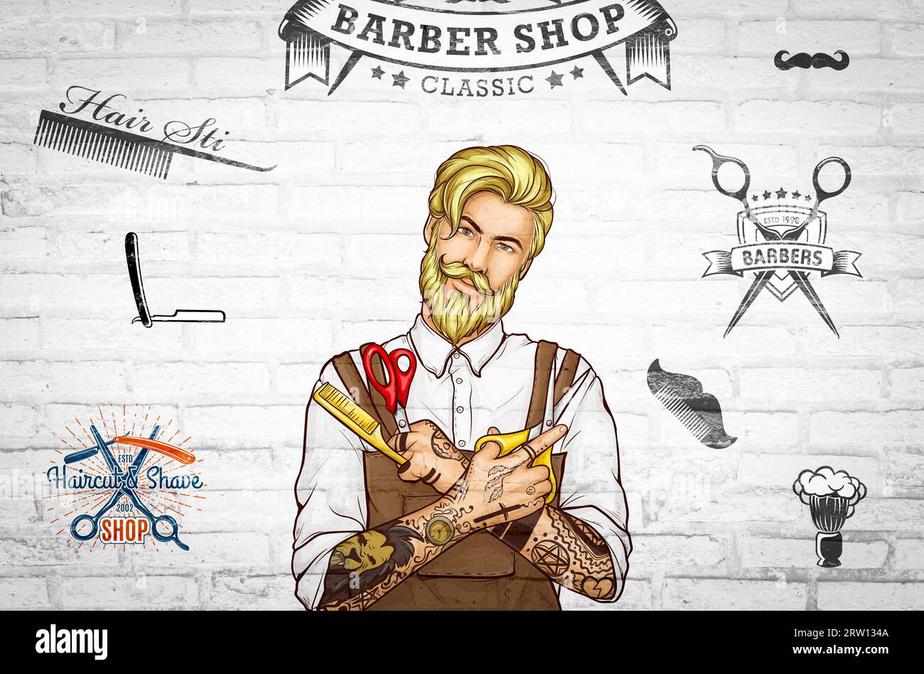 Barber shop wallpaper hi-res stock photography and images - Alamy