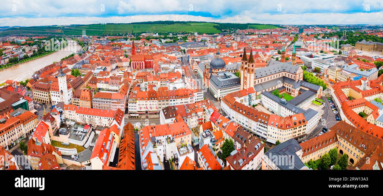 Wurzburg Cathedral and Neumunster Collegiate Church aerial panoramic ...