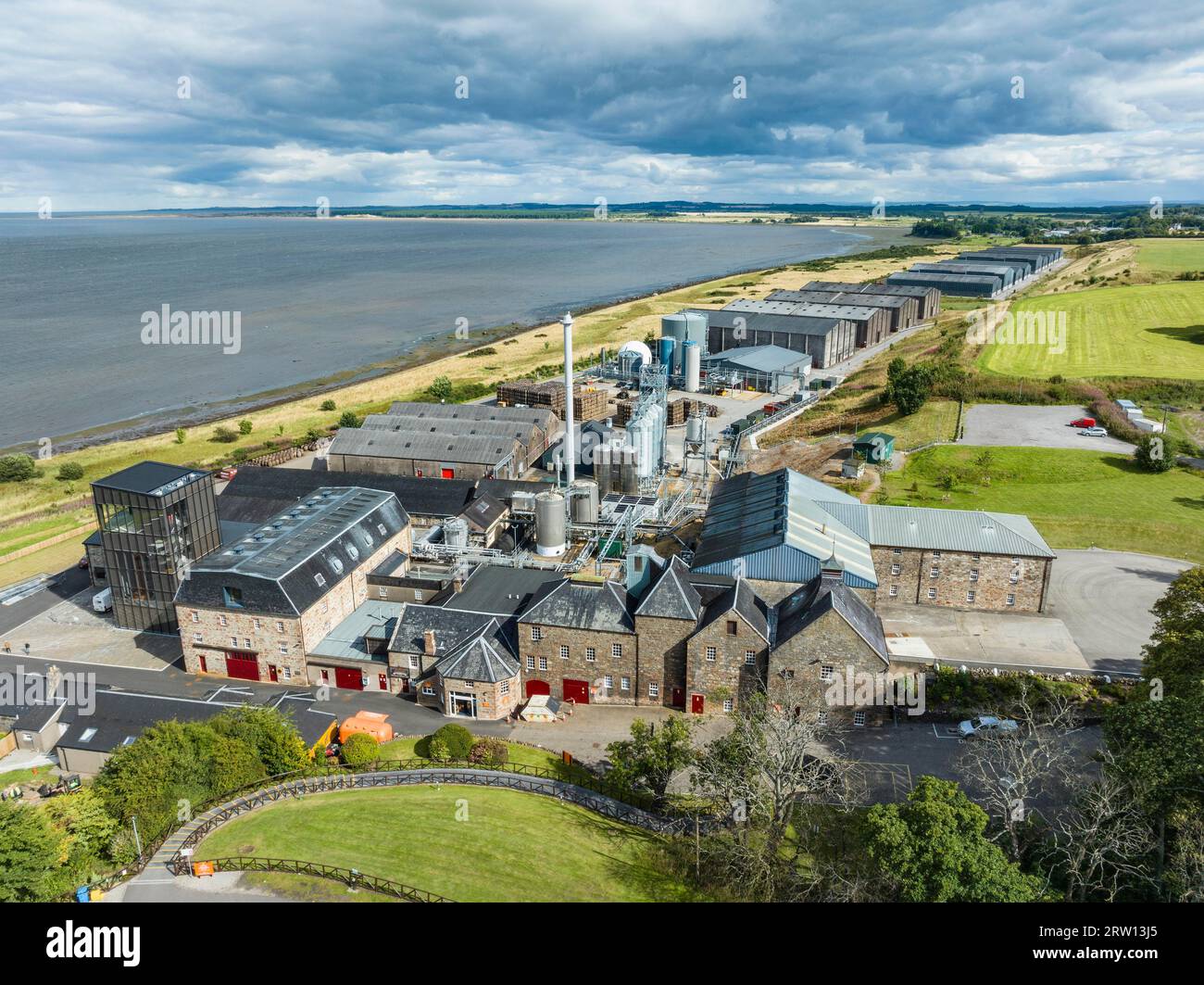 Aerial view of the Glenmorangie whisky distillery near Tain, Ross-shire ...