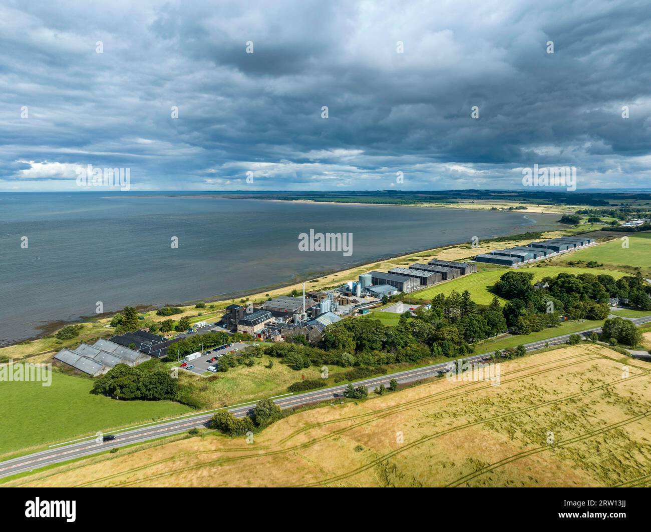 Aerial view of the Glenmorangie whisky distillery near Tain, Ross-shire ...