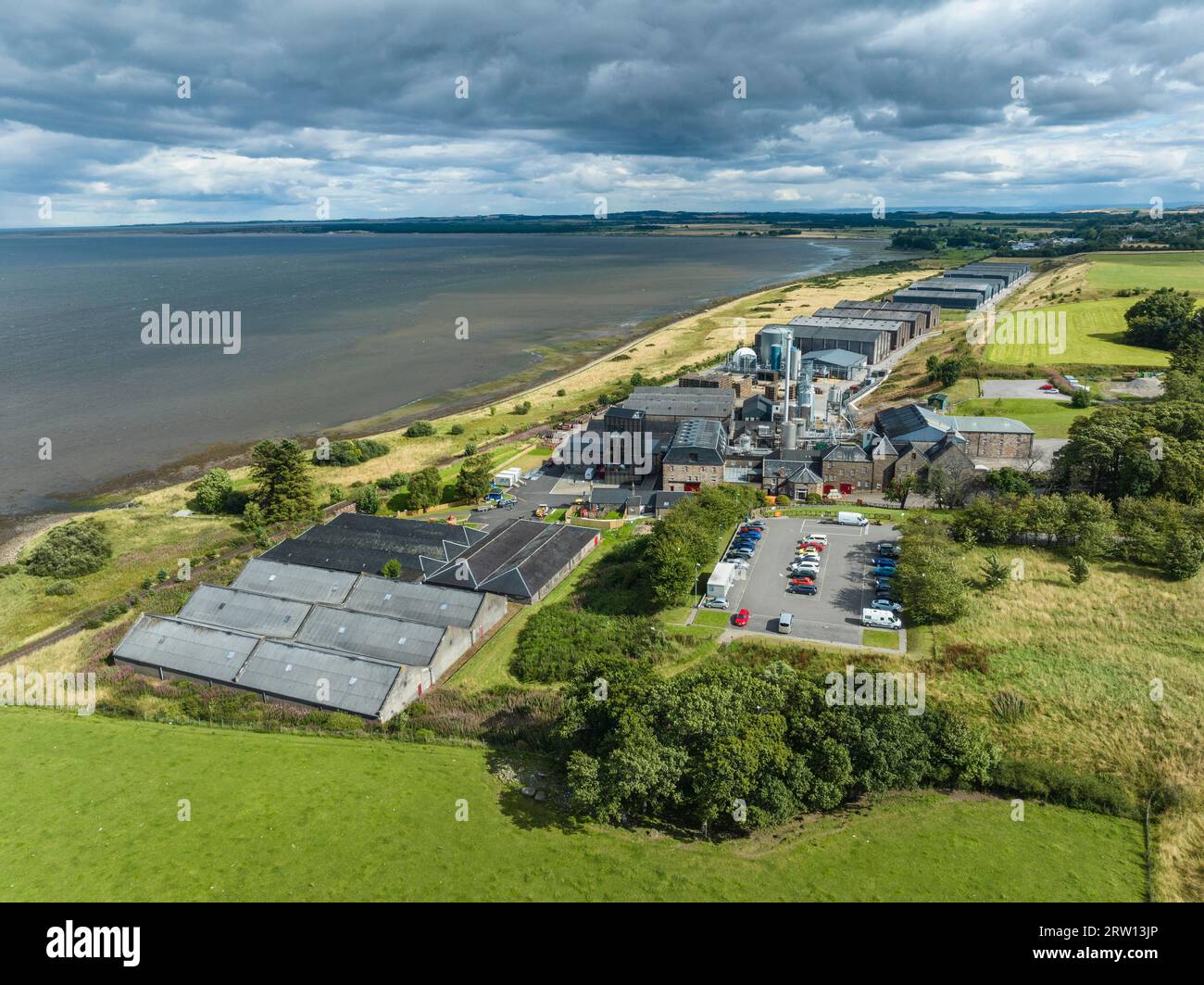 Aerial view of the Glenmorangie whisky distillery near Tain, Ross-shire ...
