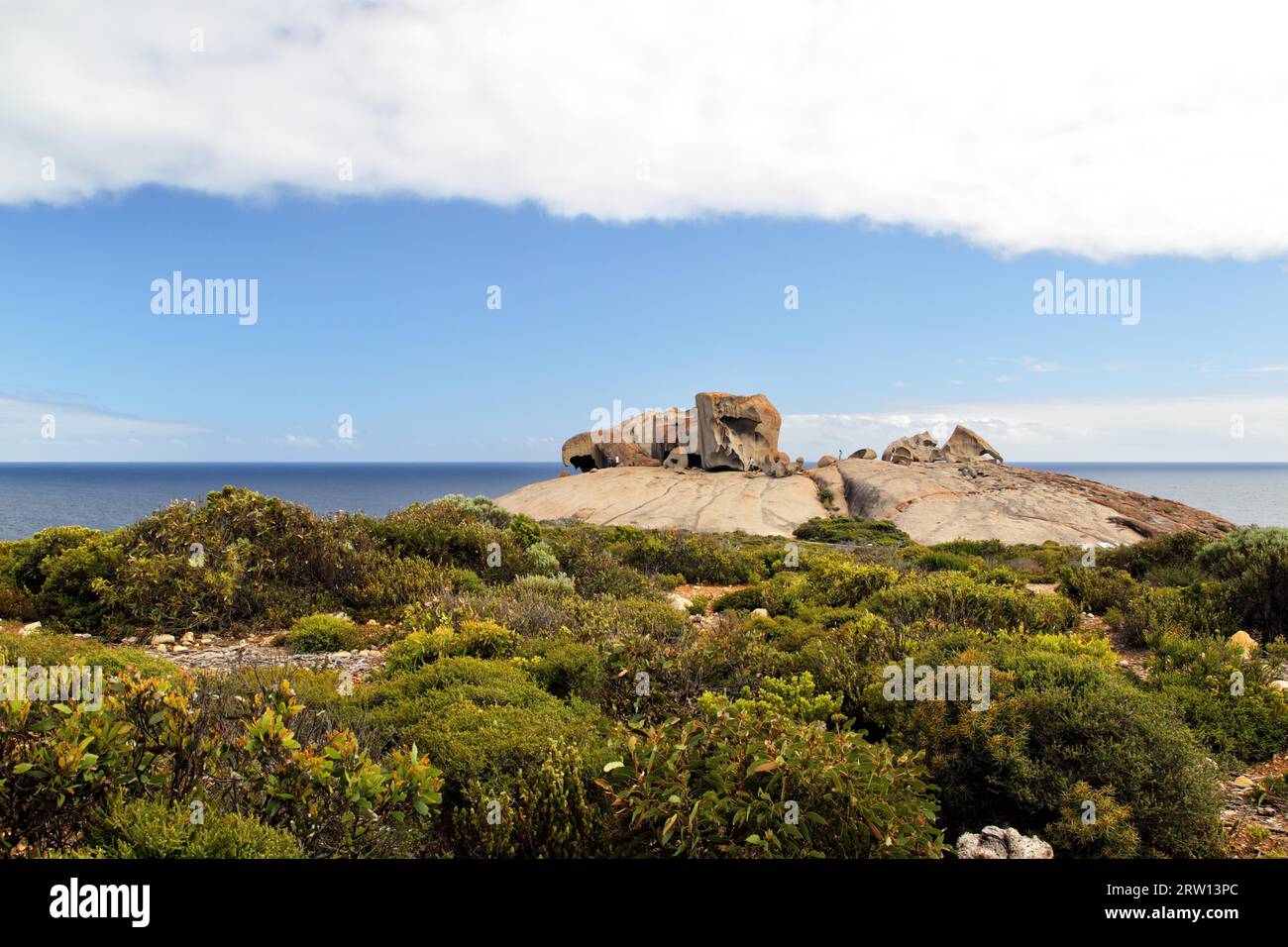 Tourists at the Remarkable Rocks, a natural rock formation, in Flinders ...