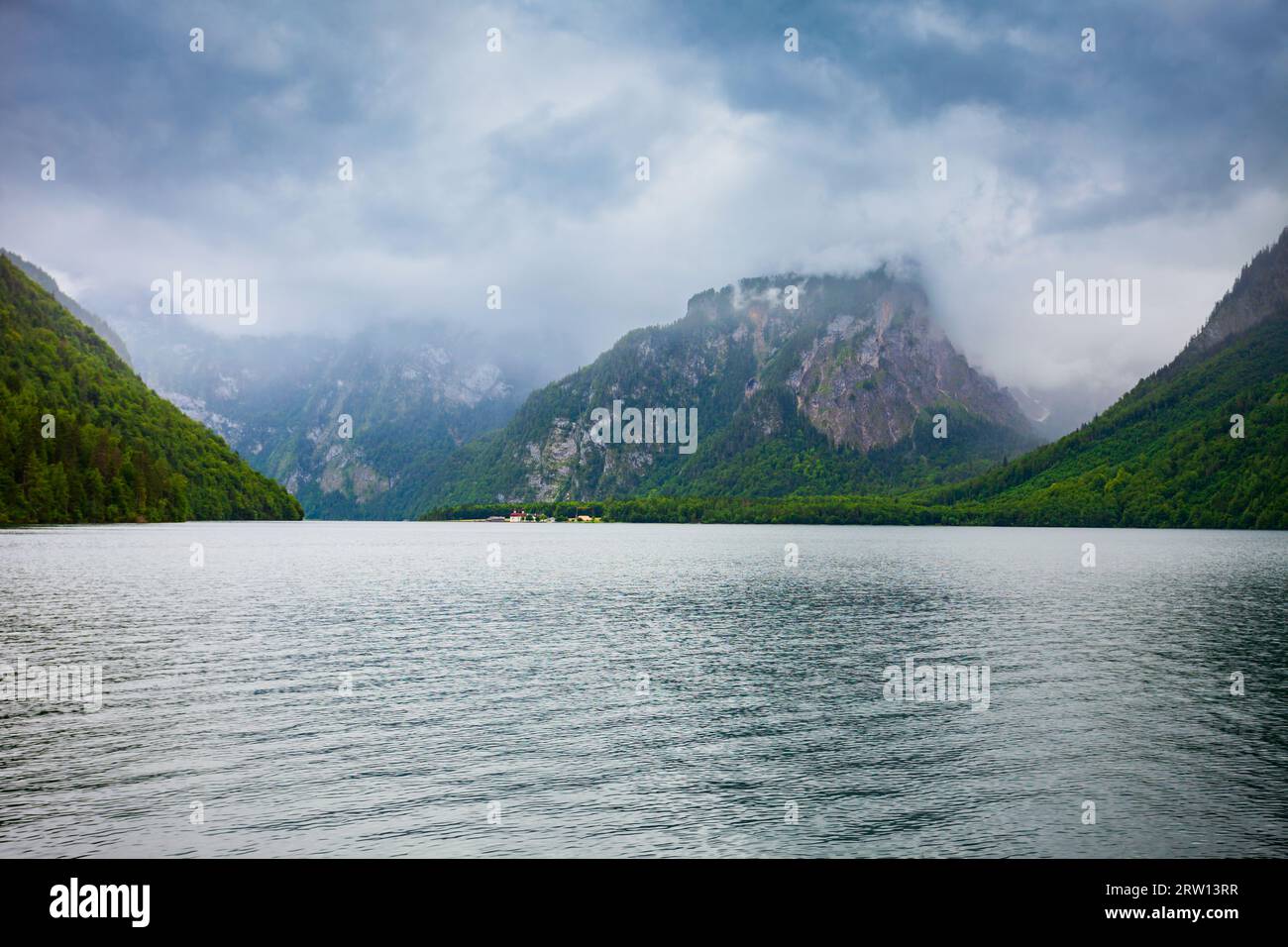 The Konigssee is a natural lake in the southeast Berchtesgadener Land ...