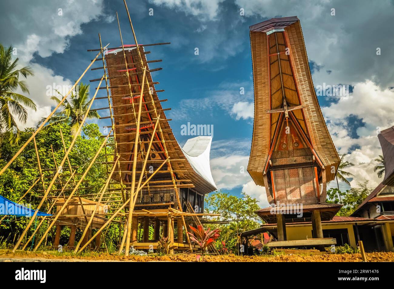 Photo of building up of wooden tongkonan, traditional ancestral house ...