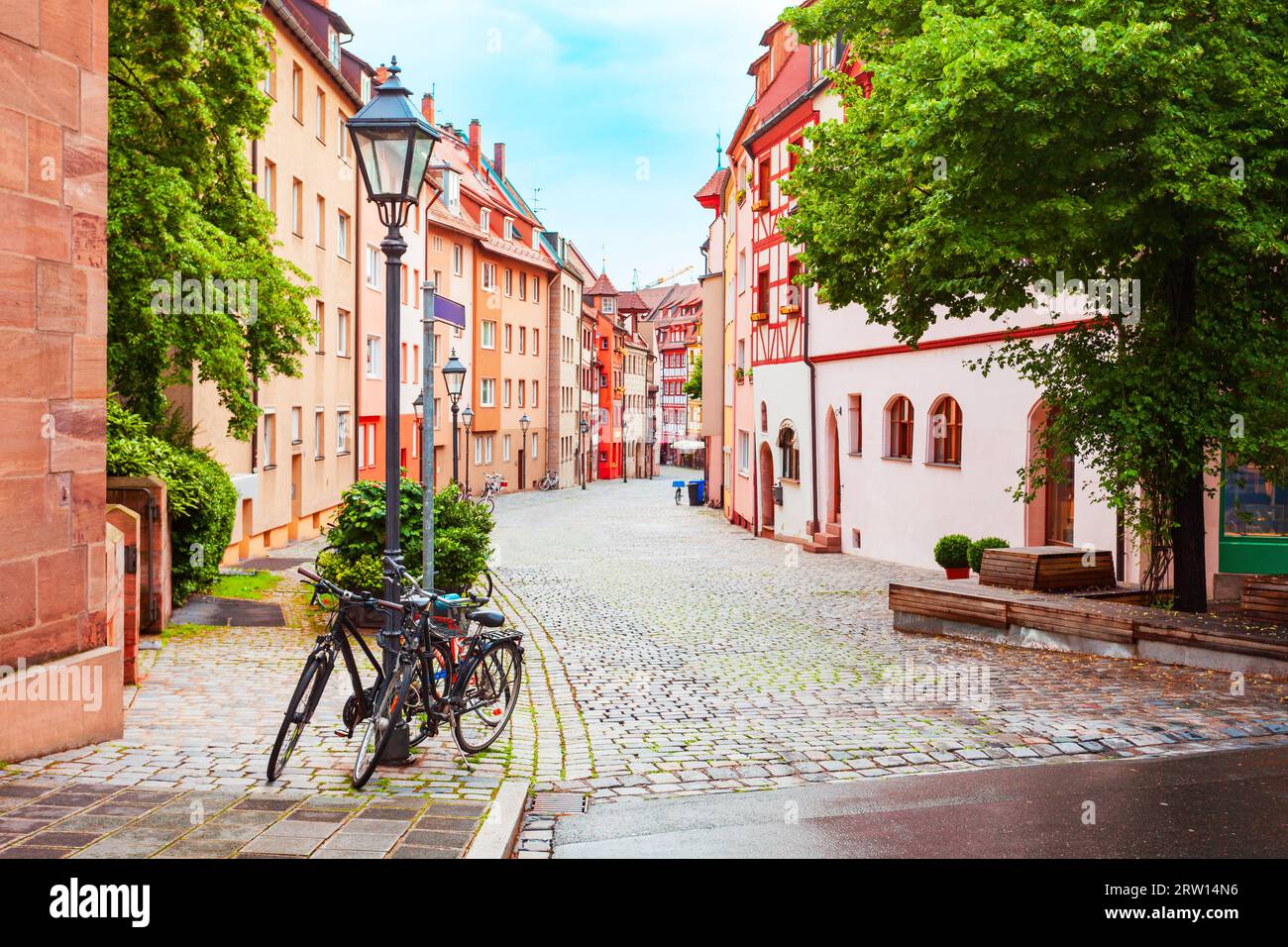 Weissgerbergasse street with colorful timber frame or fachwerk houses ...