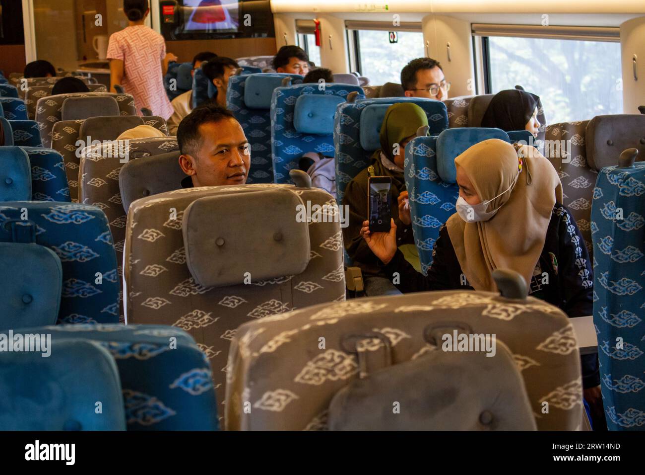 Bandung, West Java, Indonesia. 16th Sep, 2023. Residents test ride a ...
