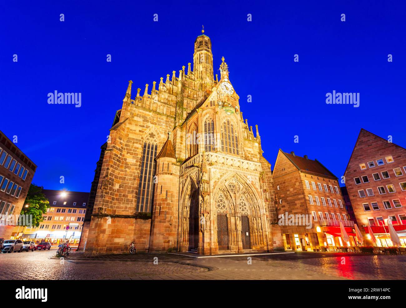 The Frauenkirche or Church of Our Lady at Hauptmarkt main square in ...