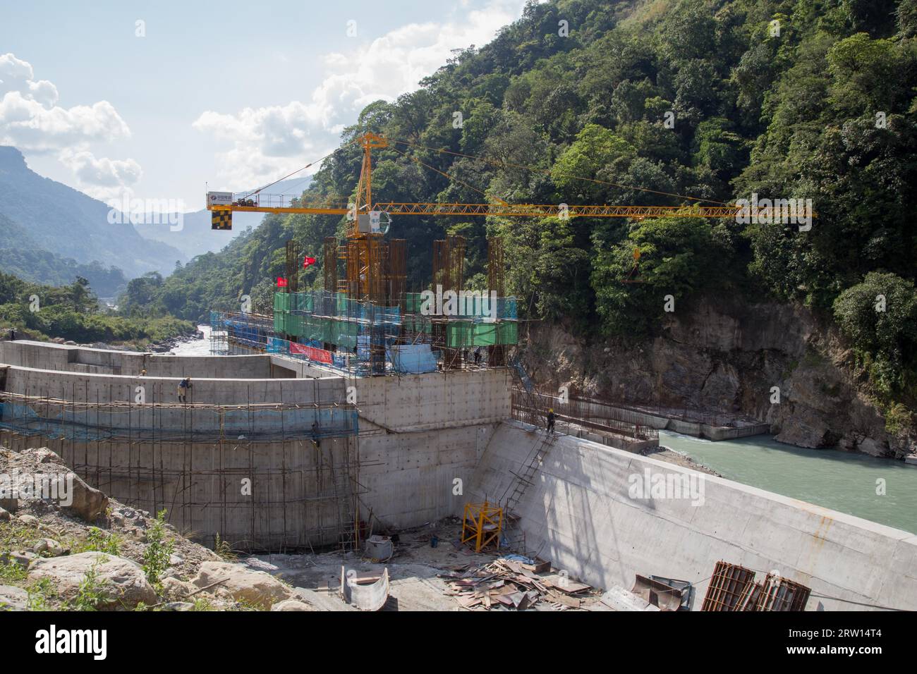 Bhulbhule, Nepal, October 23, 2014: Construction site of the Upper ...