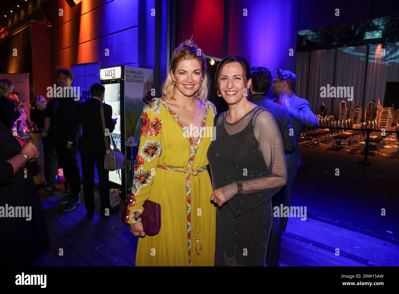 Berlin, Germany. 15th Sep, 2023. Nina Bott (l) and Ulrike Frank arrive ...