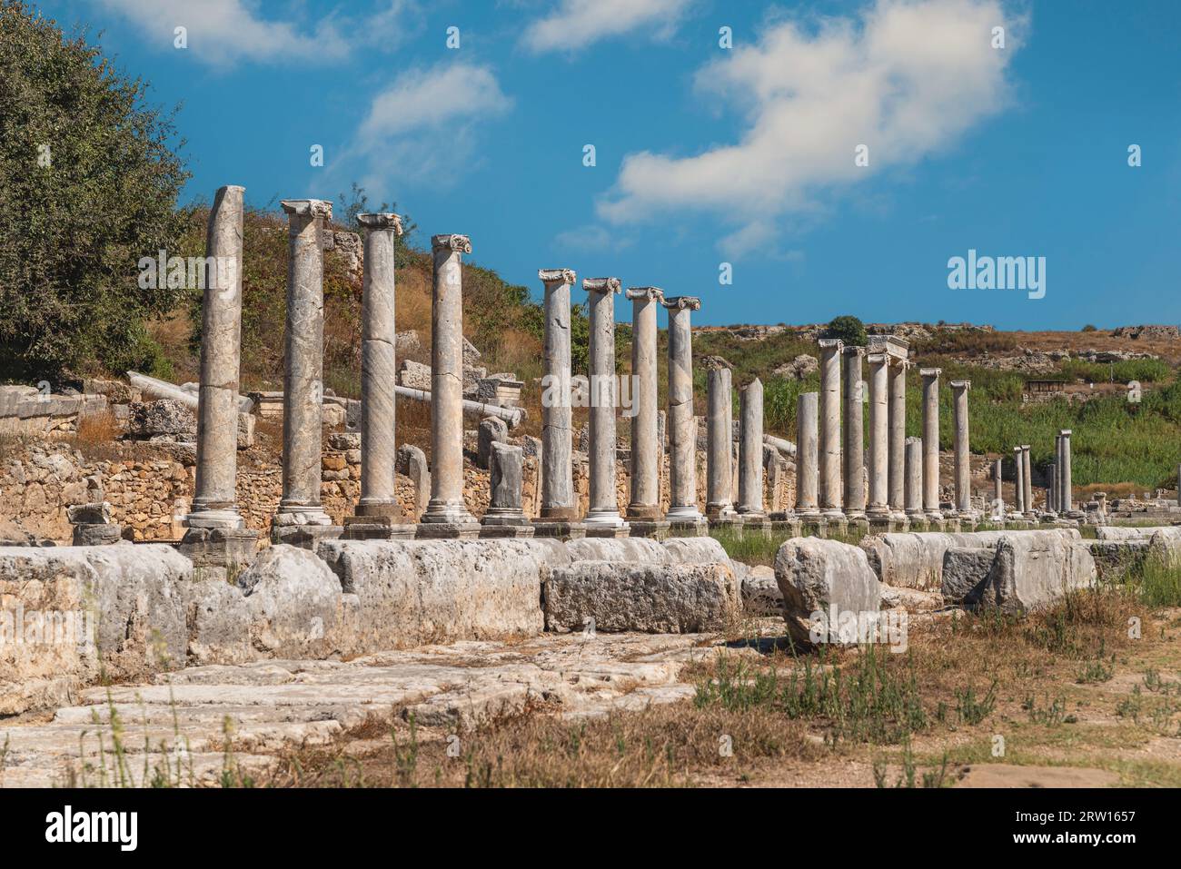 Ancient city of Perge in Antalya, Turkey. Historical ruins in the ...