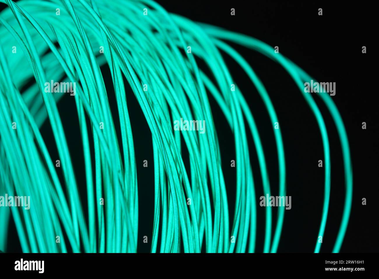A glowing chaos of thin light wires. An unusual, unique glowing ...