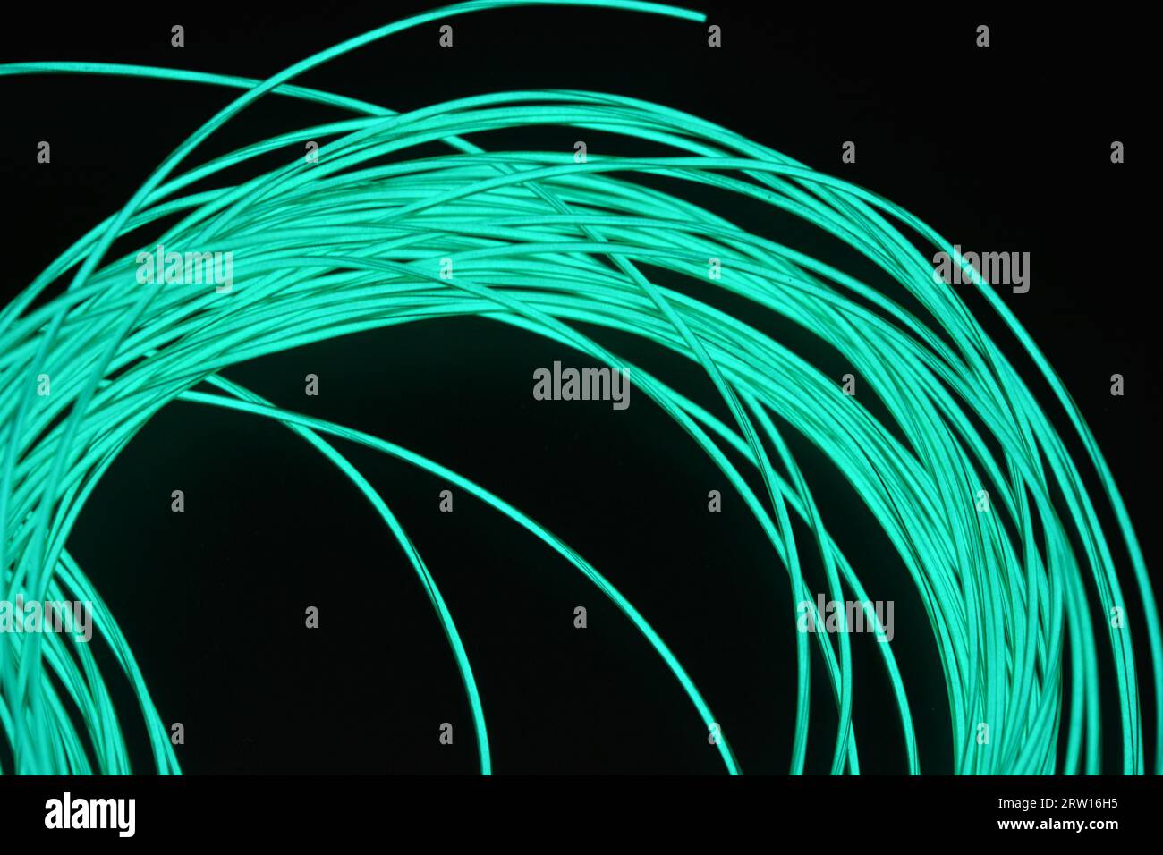 A glowing chaos of thin light wires. An unusual, unique glowing ...