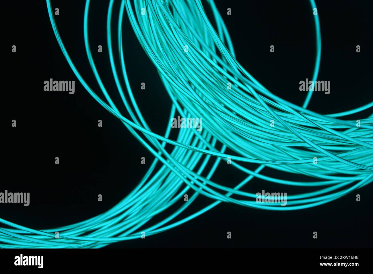 A glowing chaos of thin light wires. An unusual, unique glowing ...