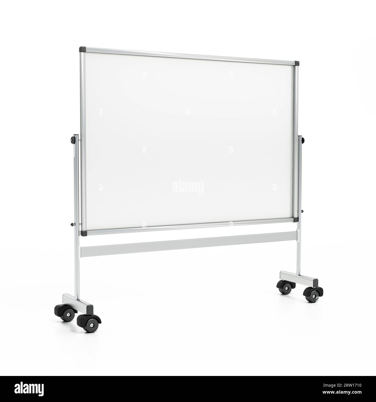 White board on wheels isolated on white background. 3D illustration ...