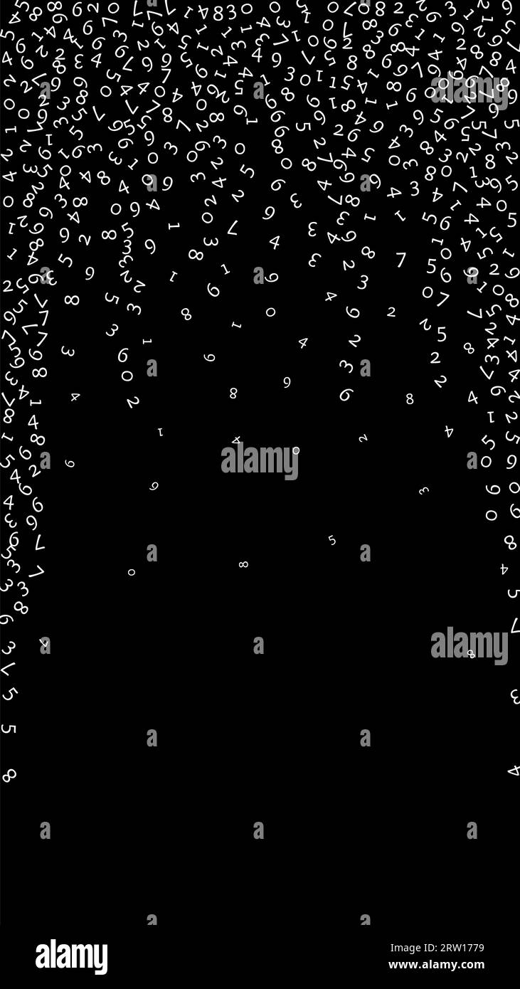 Falling Numbers Big Data Concept Binary White Random Flying Digits Exceptional Futuristic
