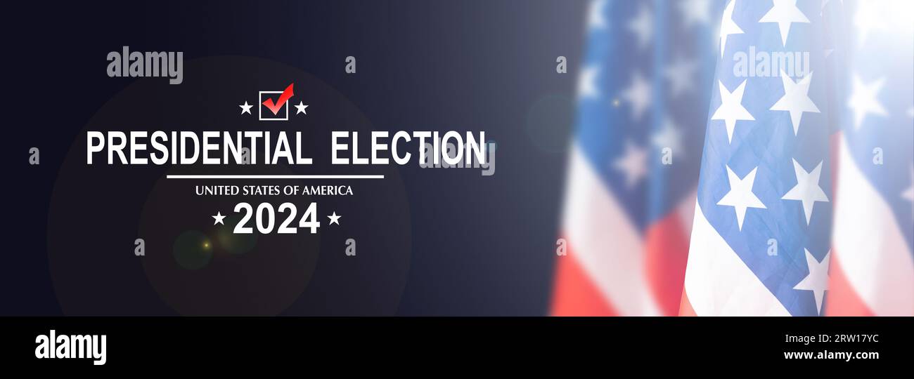 Presidential Election 2024 text on white paper over Waving American ...