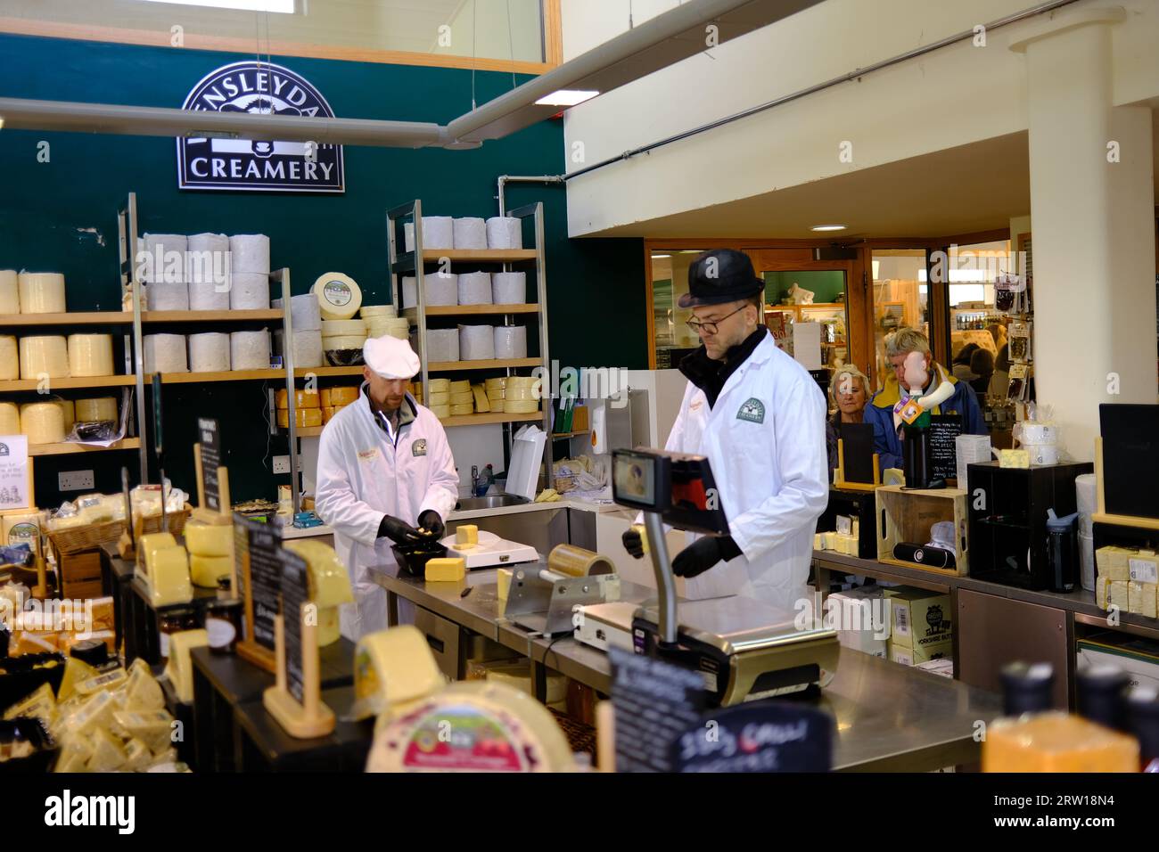 Wensleydale creamery, cheese tasting, Hawes, North Yorkshire Stock ...