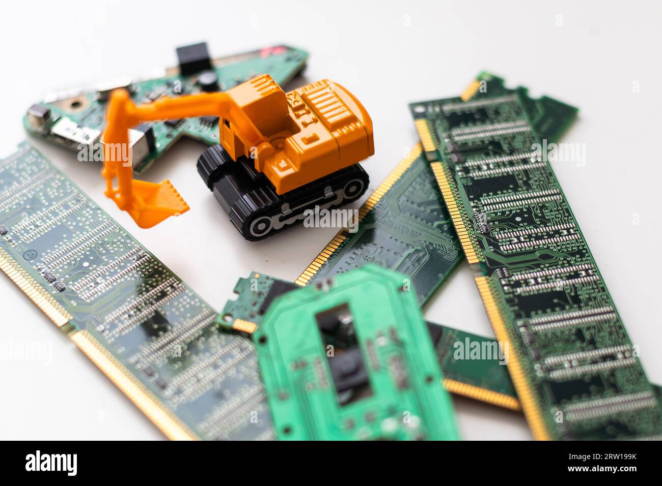Concept : Recycling of old computer boards and processors on an ...