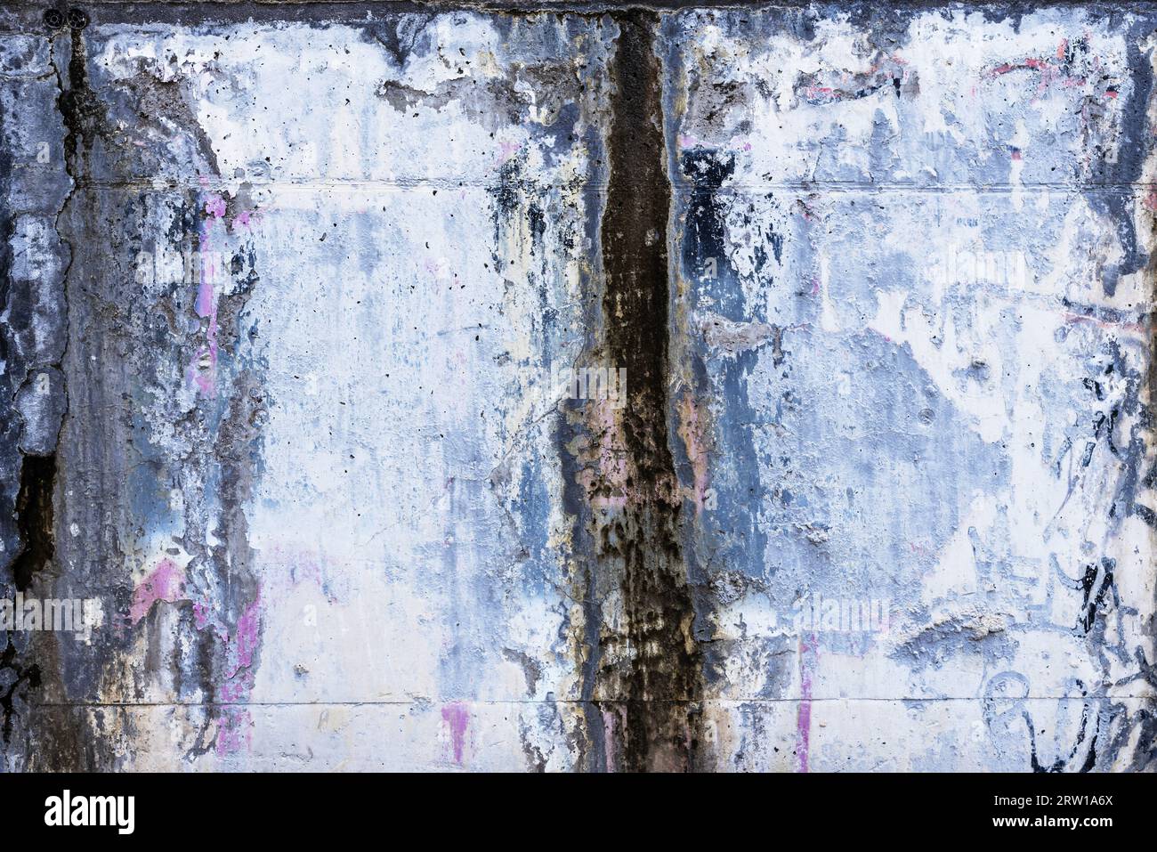 A cement wall covered in paint chipped by humidity. Vector cement ...