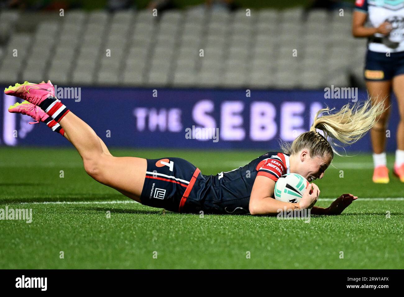 Sydney, Australia. 16th Sep, 2023. Tarryn Aiken of the Roosters scores ...